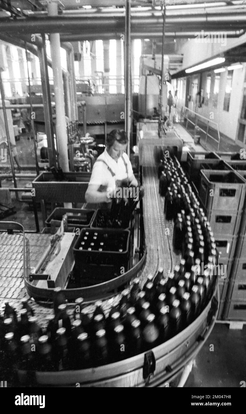 Beer production at the Dortmunder Aktien-Brauerei (DAB) on 29.07.1975 ...