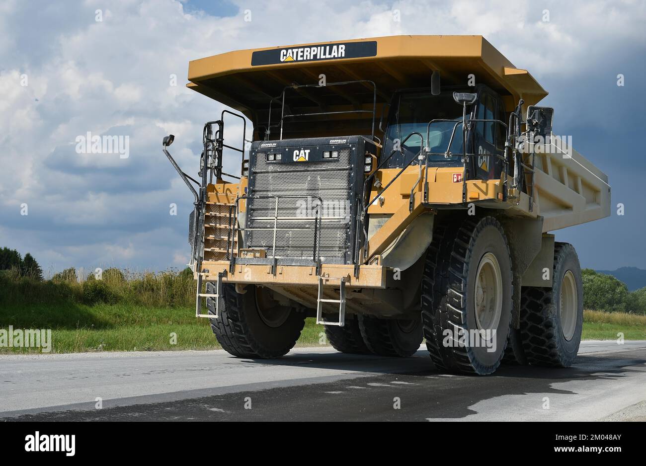 Caterpillar truck driving limestone, Saxony-Anhalt, Germany, Europe ...
