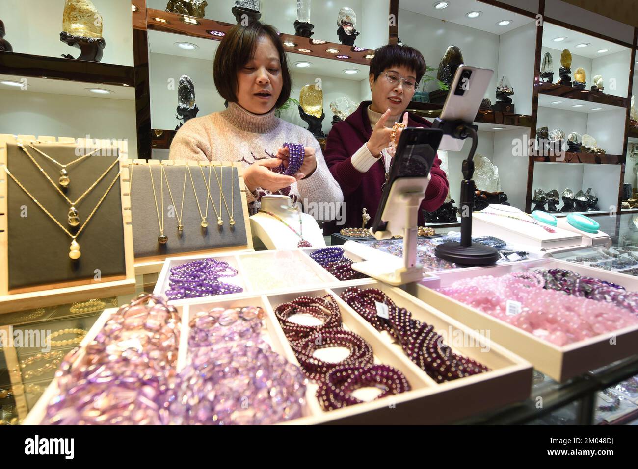 LIANYUNGANG, CHINA - DECEMBER 4, 2022 - Cross-border e-commerce anchor ...