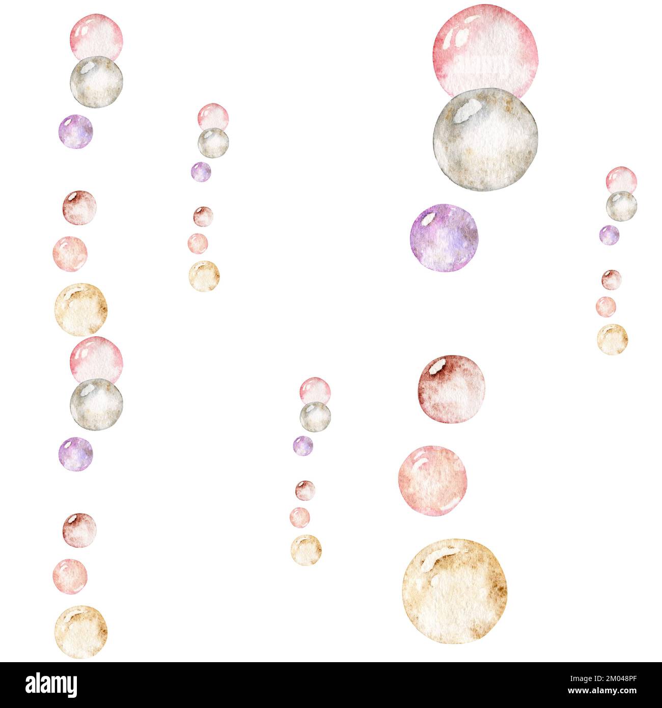Watercolor hand drawn seamless pattern of pastel bubbles for Valentine ...