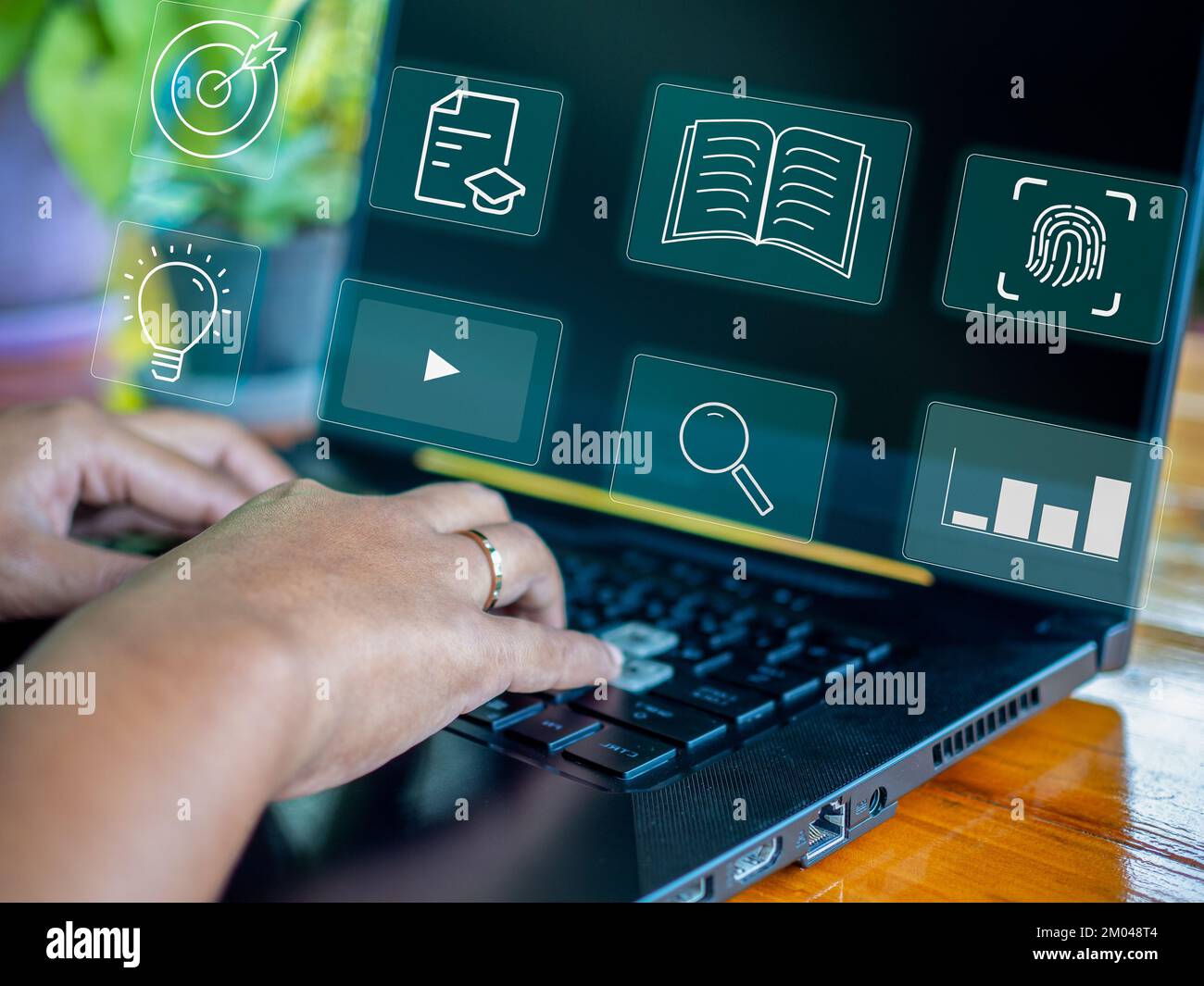 Human hand working on computer. business concept and communication ...