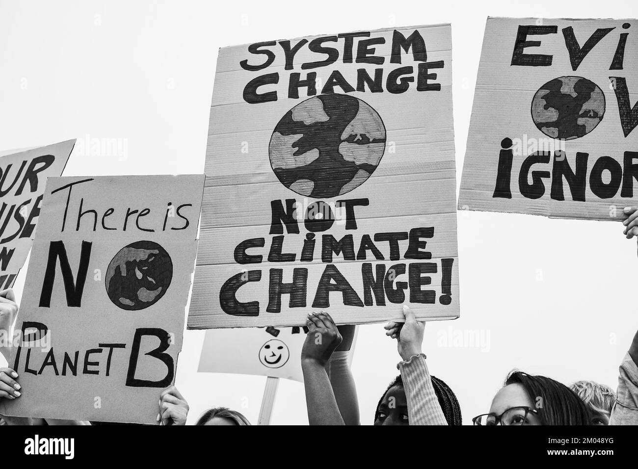 Young group of demonstrators on road protest for climate change - Focus ...