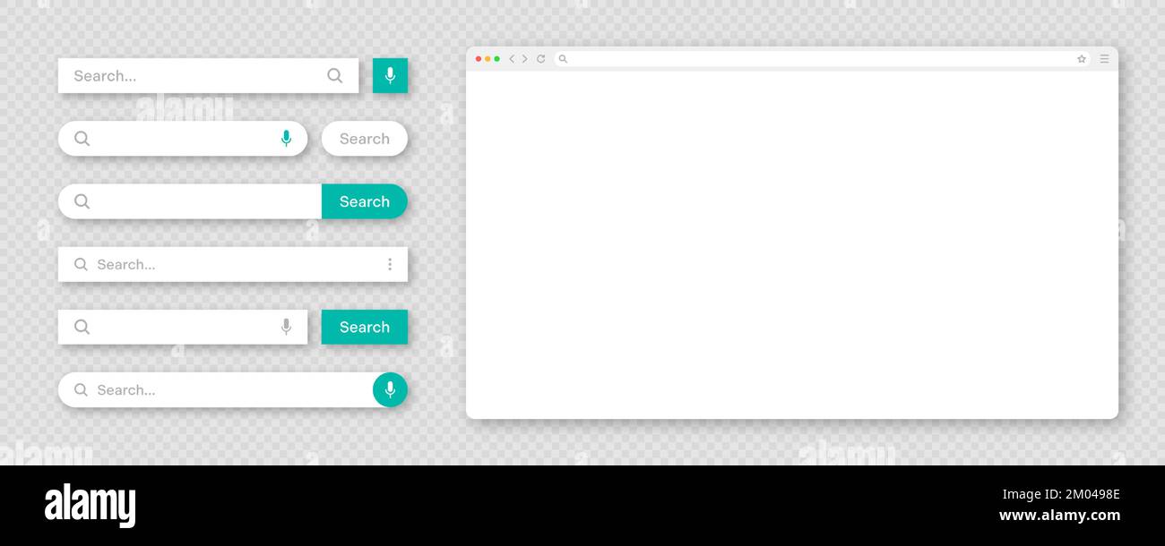Blank internet browser window with various search bar templates. Web ...