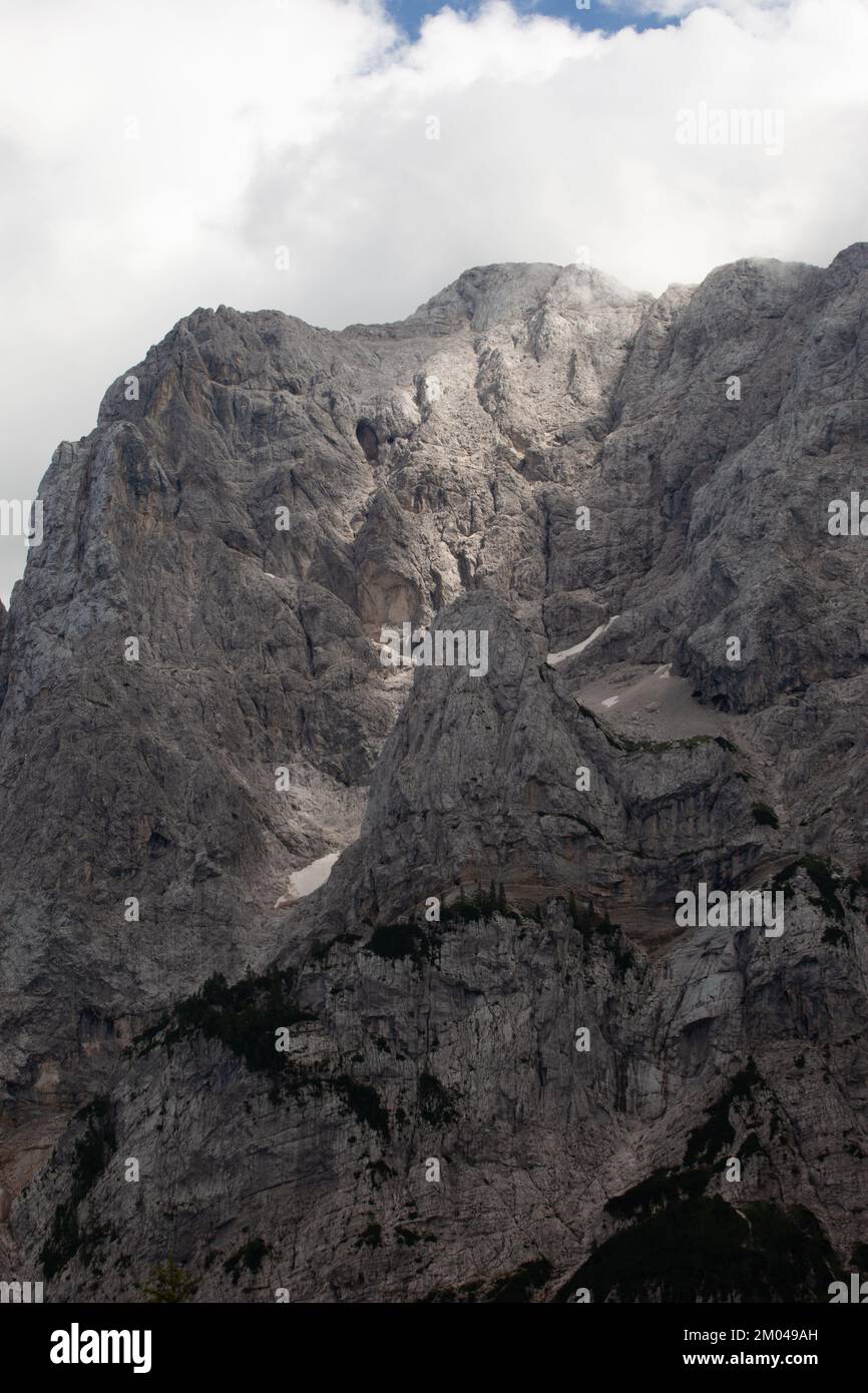 The rocky peaks and clouds of Triglav National Park Slovenia Stock ...