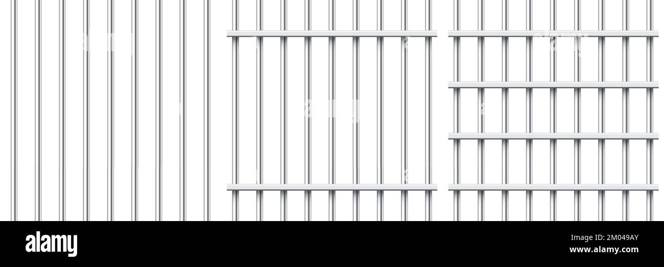 Realistic metal prison bars isolated on white background. Detailed jail ...
