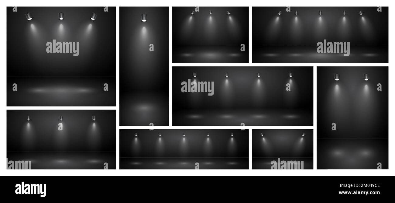 Empty black studio abstract backgrounds with spotlights. Product ...