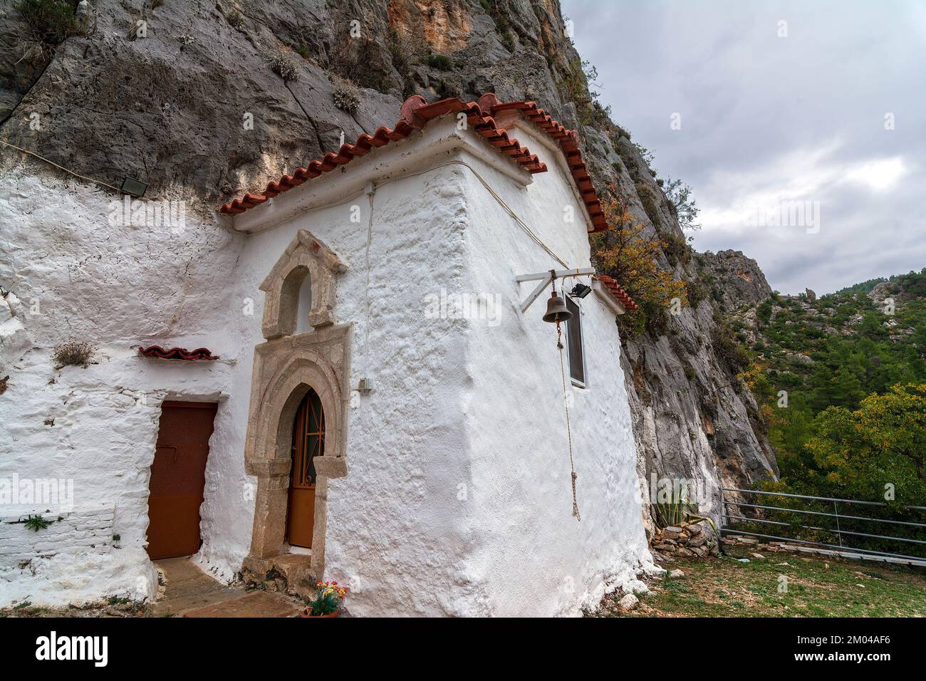 Small old greek orthodox church in the mountain, Avlonas, Greece Stock ...