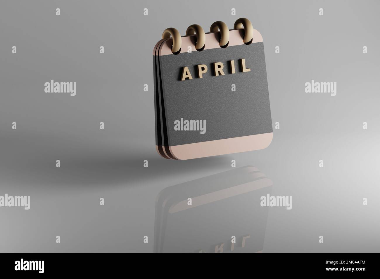 Standing black and golden month lined desk calendar with date April ...