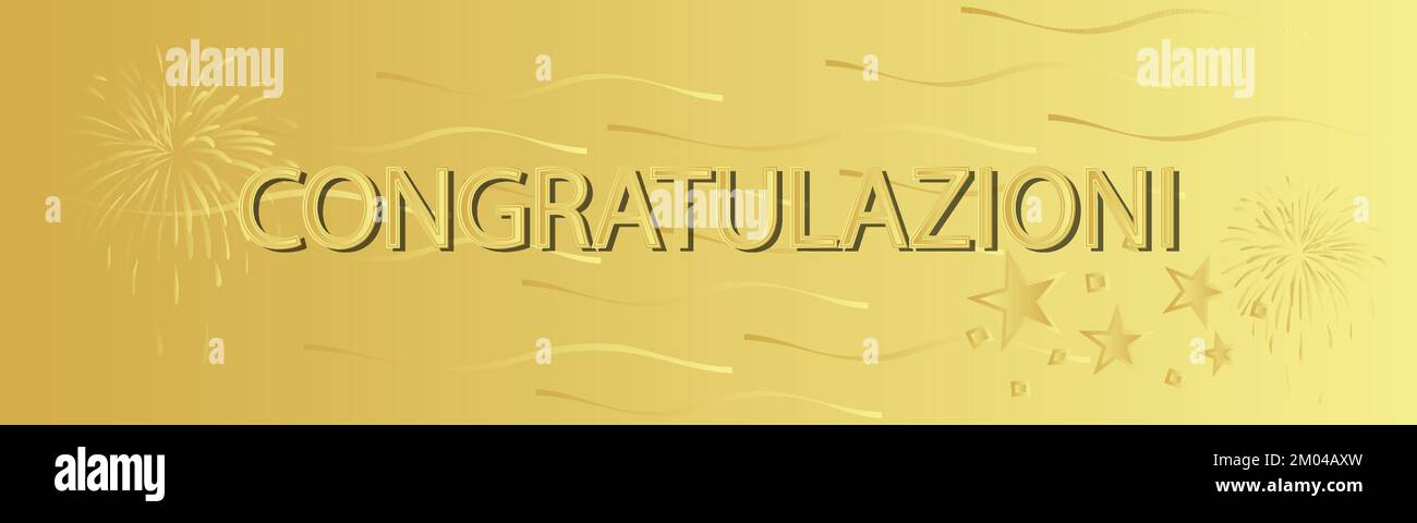 “CONGRATULAZIONI” Italian CONGRATULATIONS wishing Style with Gold ...