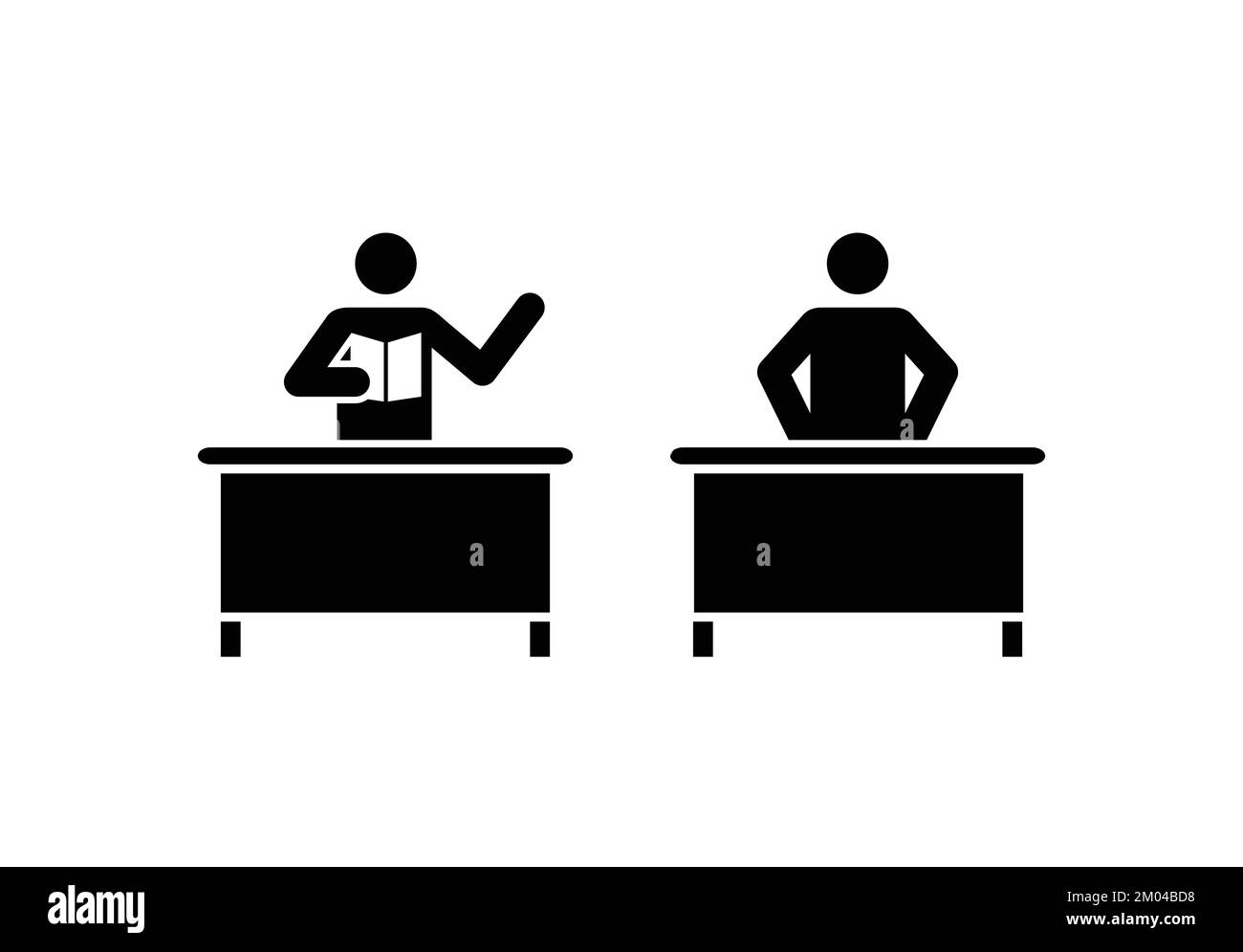 Teacher at his desk in classroom icon vector. Professor course with ...