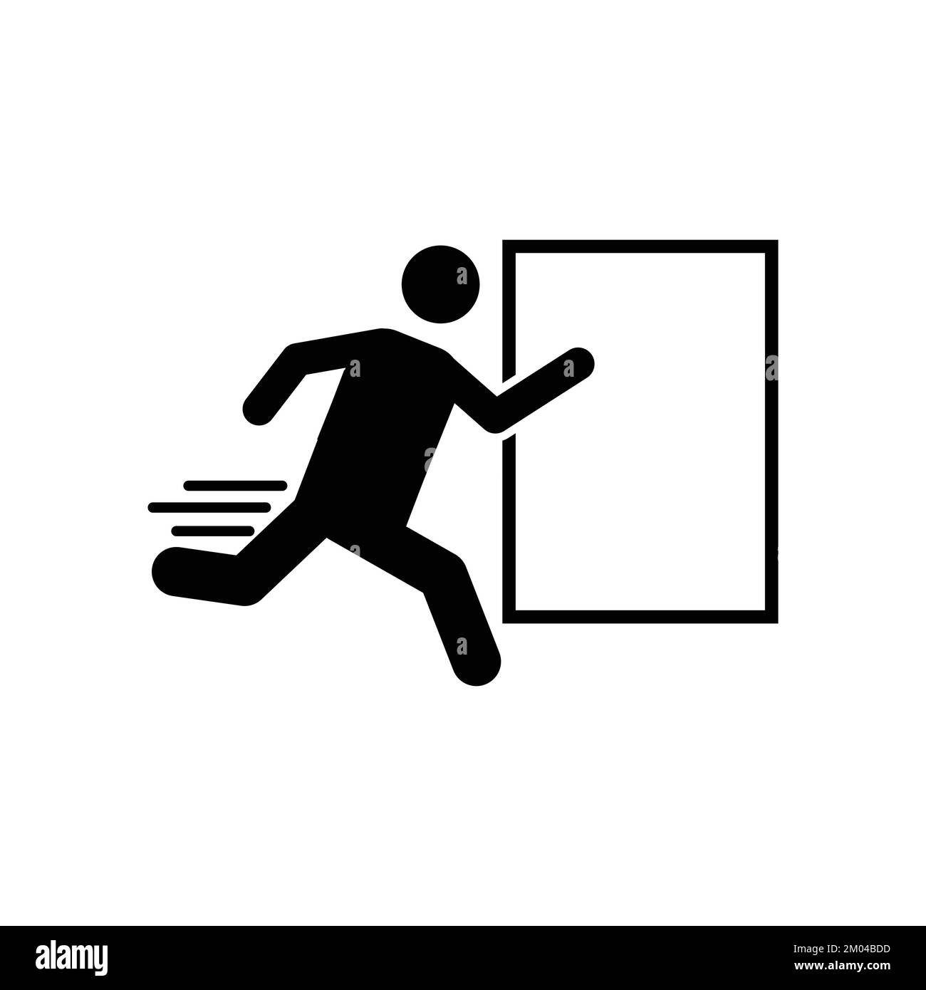 Emergency exit sign icon character running to door symbol pictogram ...