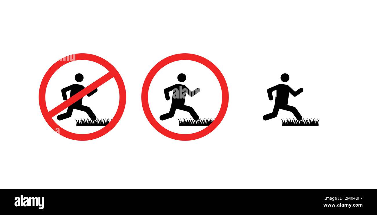 Do not step on grass sign character trespassing icon vector symbol set ...