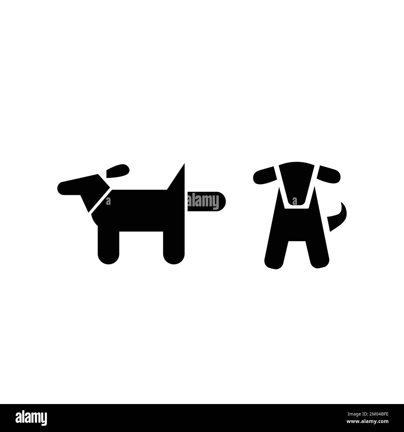 Dog pet front and profile icon set vector simple symbol. Dog poop bag ...