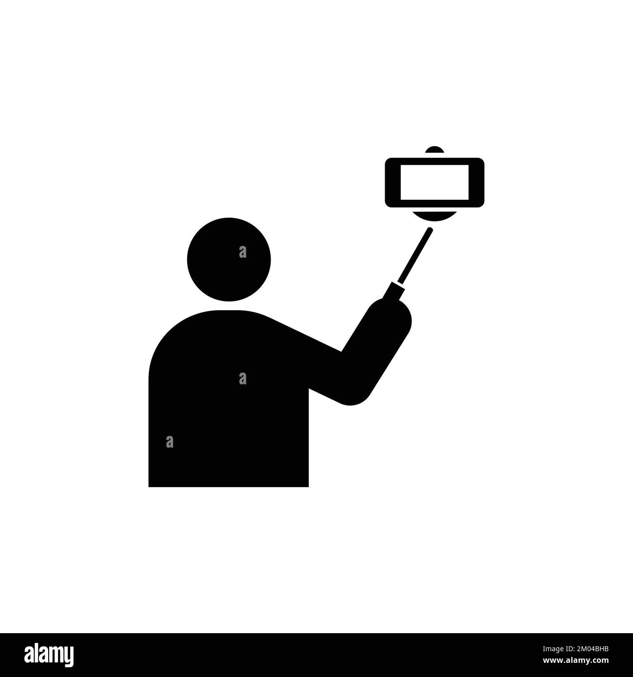 Character portrait taking a picture with a selfie stick icon symbol ...