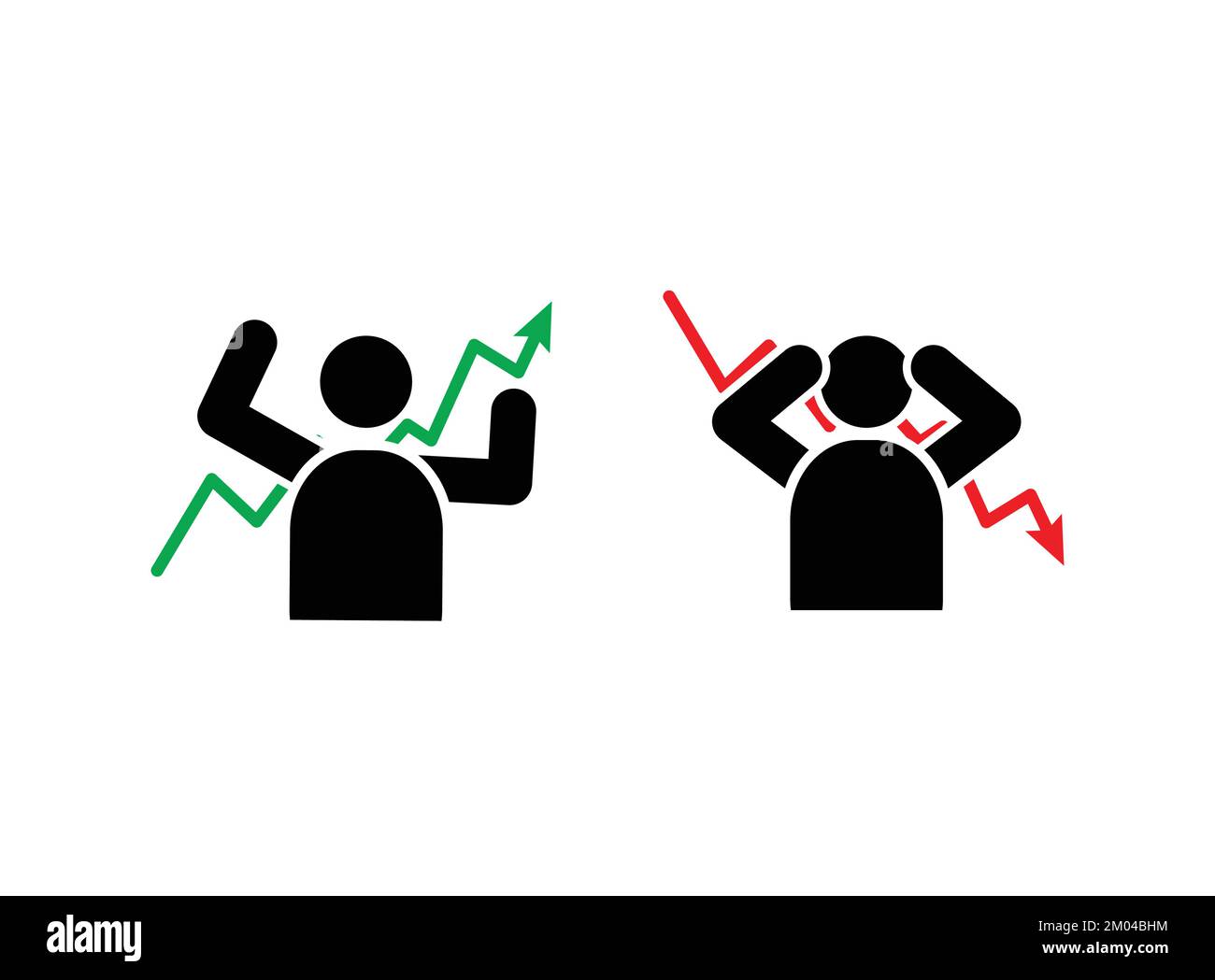 Financial gain and financial loss character icon vector symbol. Up and ...