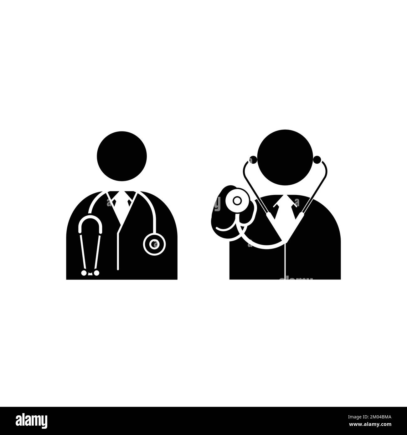 Doctor portrait with stethoscope icon set vector stick man Stock Vector ...