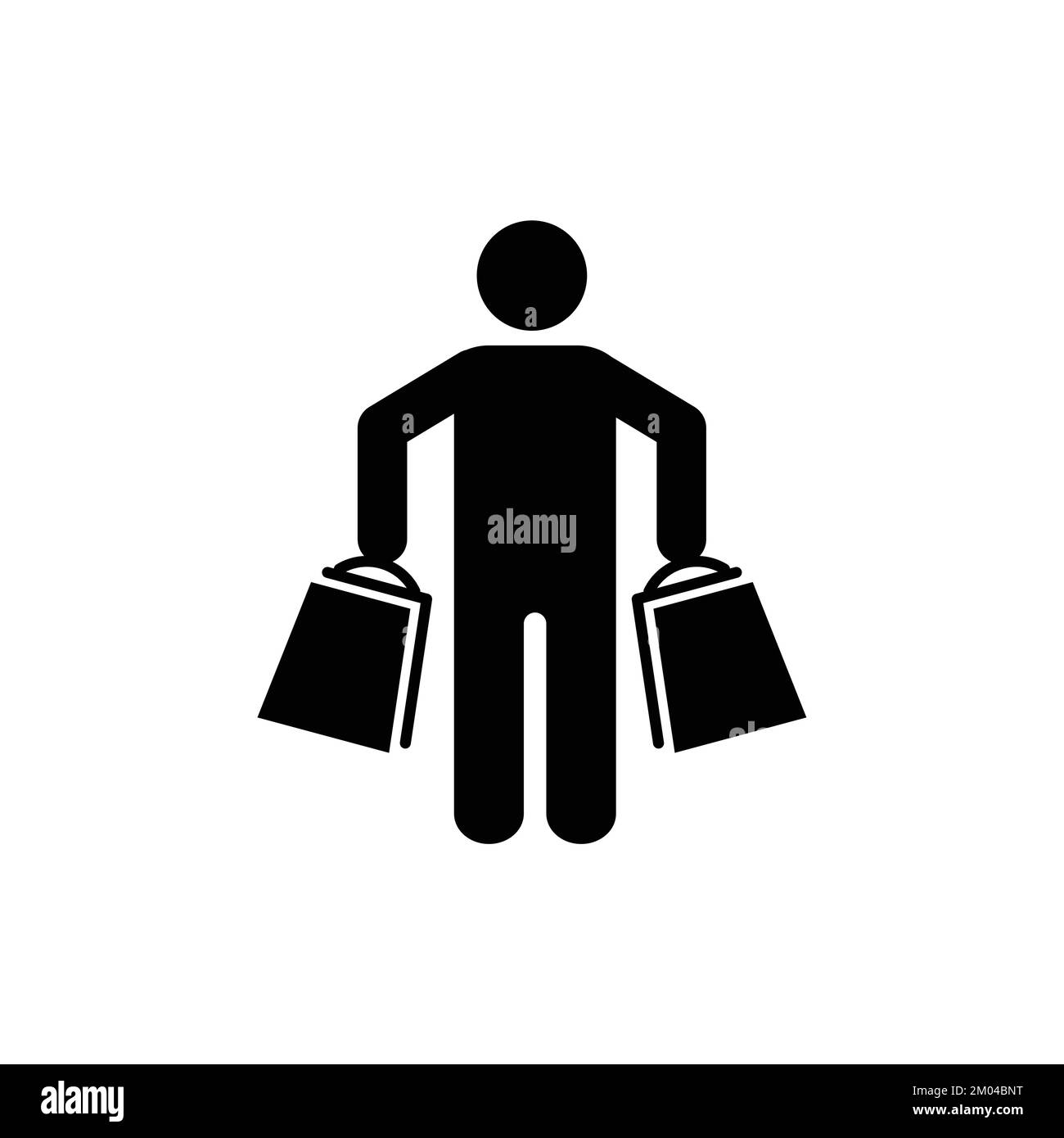 Character holding shopping bags in both arms icon vector symbol Stock ...