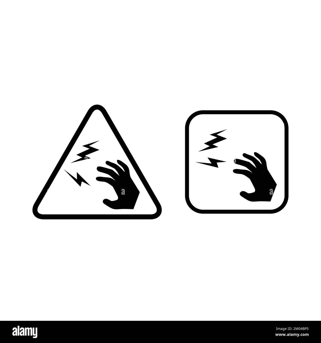 Electrocution Risk Warning Do not touch sign icon. Hand electrocution ...