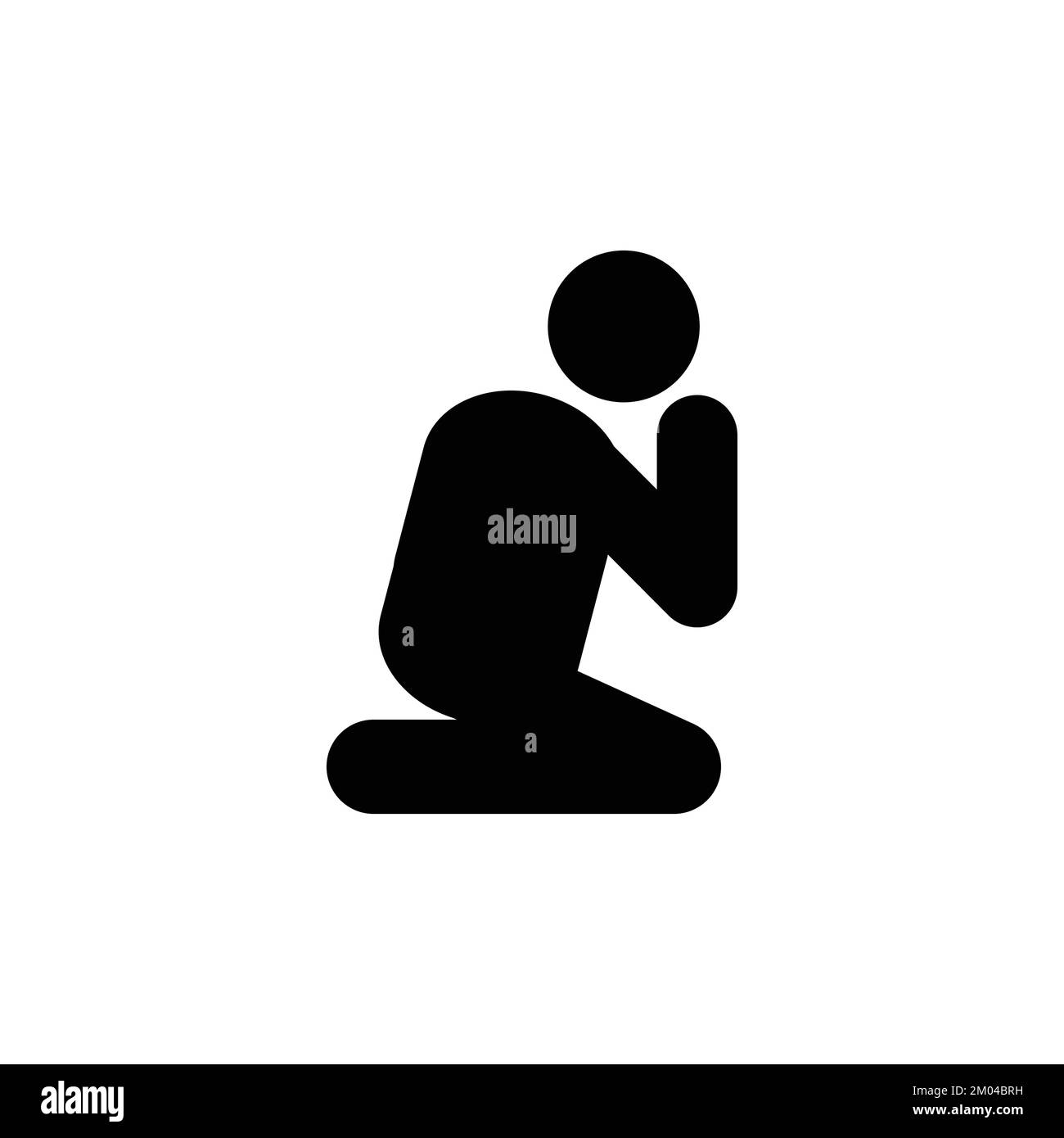 Religious man praying on knees icon symbol vector. Kneeling character ...