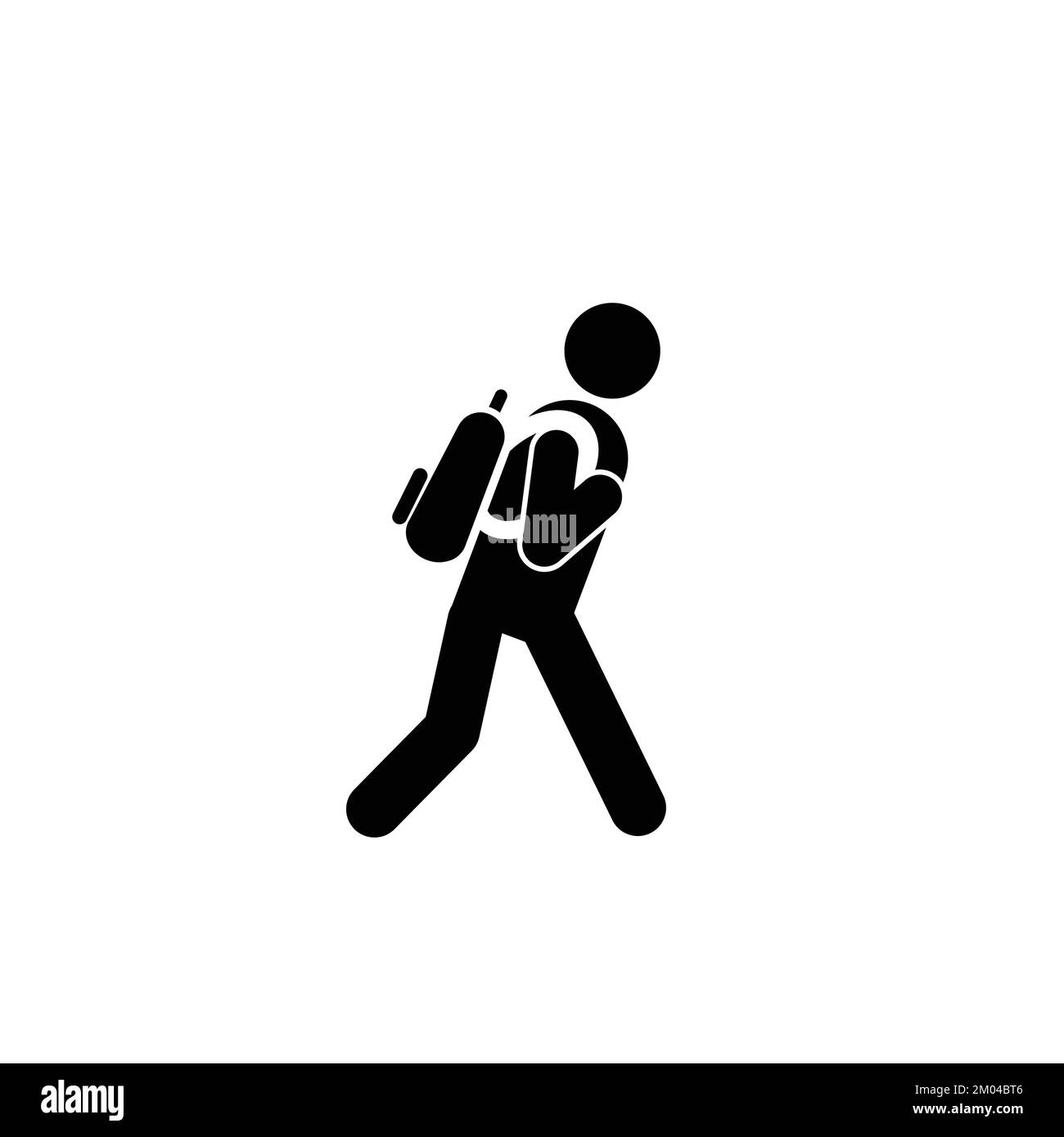 Character man walking with backpack icon vector.Student or tourist ...