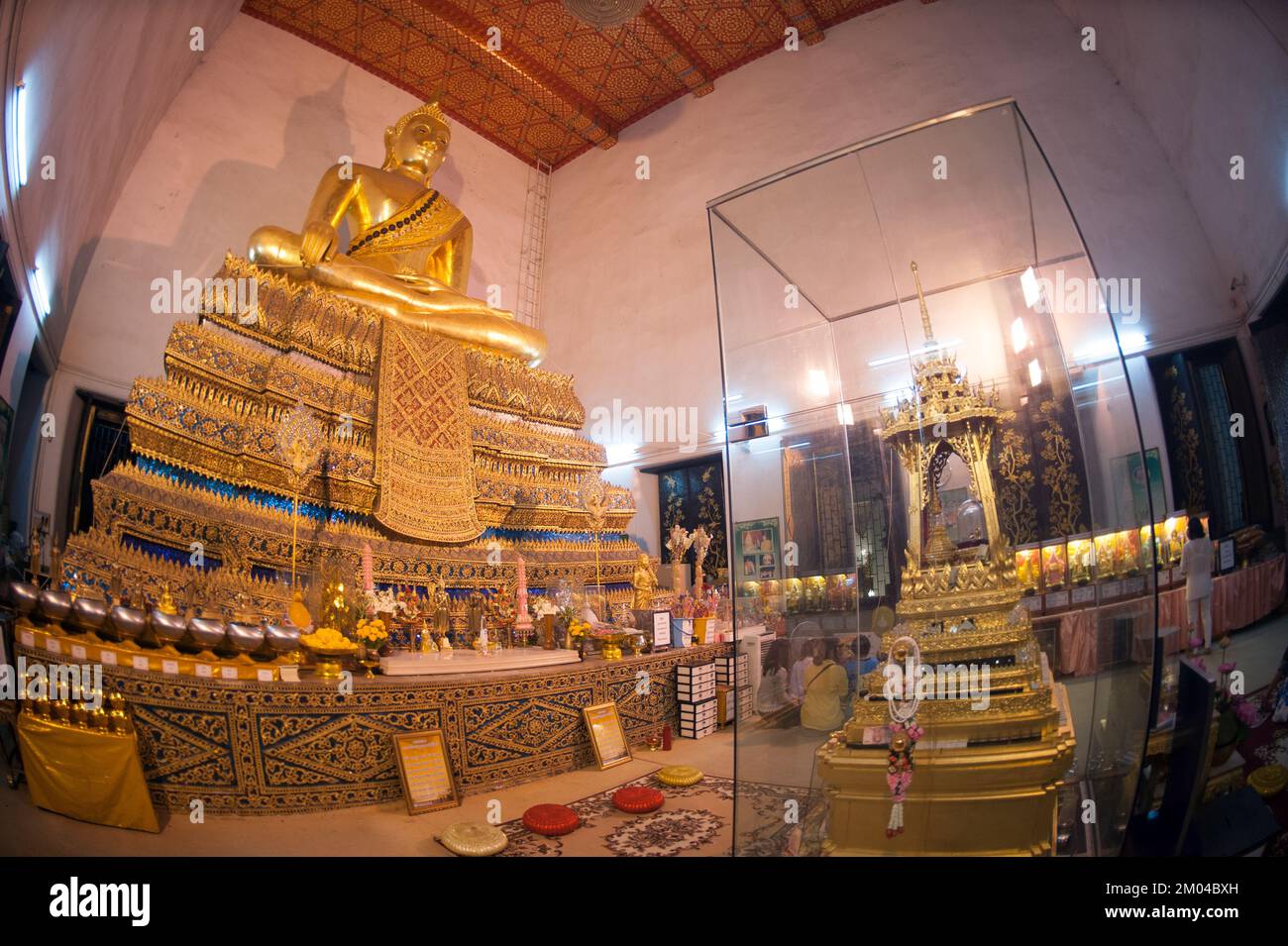 Luang Phor Nark the golden ancient Buddha in Wihan. Located in Wat ...