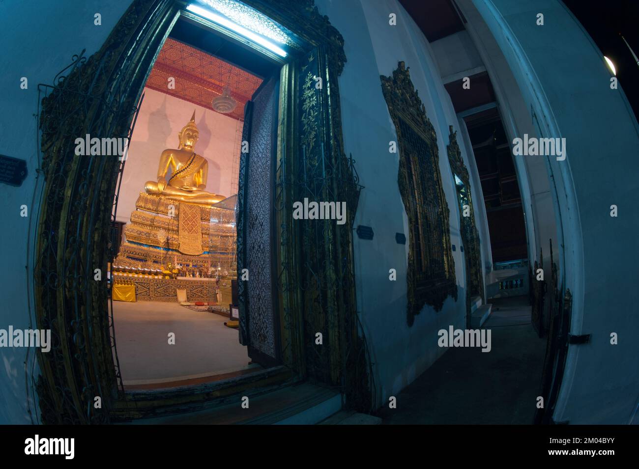 Luang Phor Nark the golden ancient Buddha in Wihan. Located in Wat ...