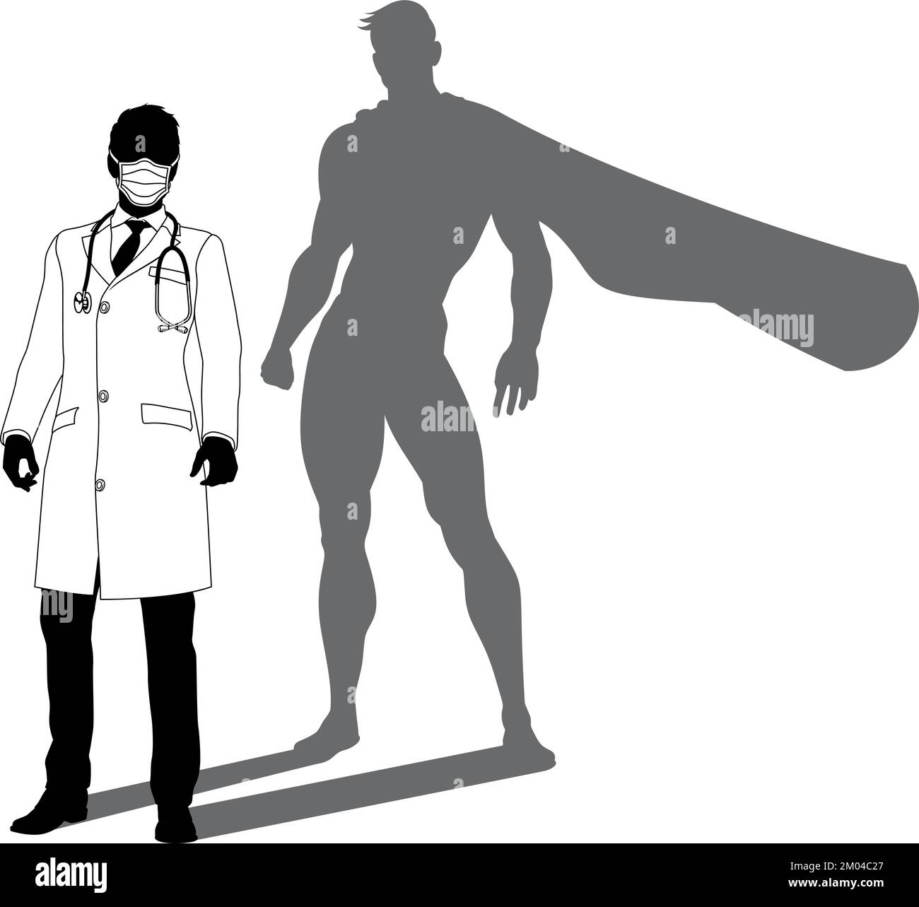 Superhero Doctor With Super Hero Shadow Silhouette Stock Vector Image ...