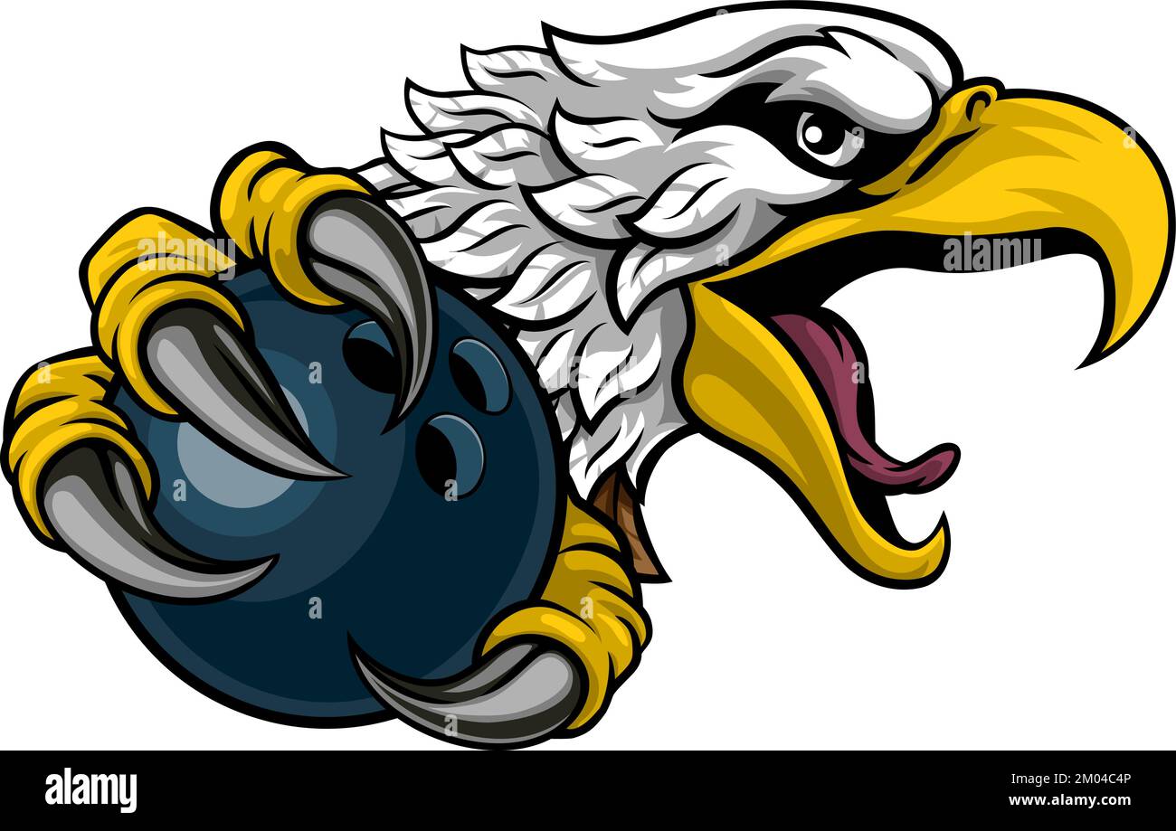 Eagle Hawk Bowling Ball Cartoon Sport Team Mascot Stock Vector Image ...
