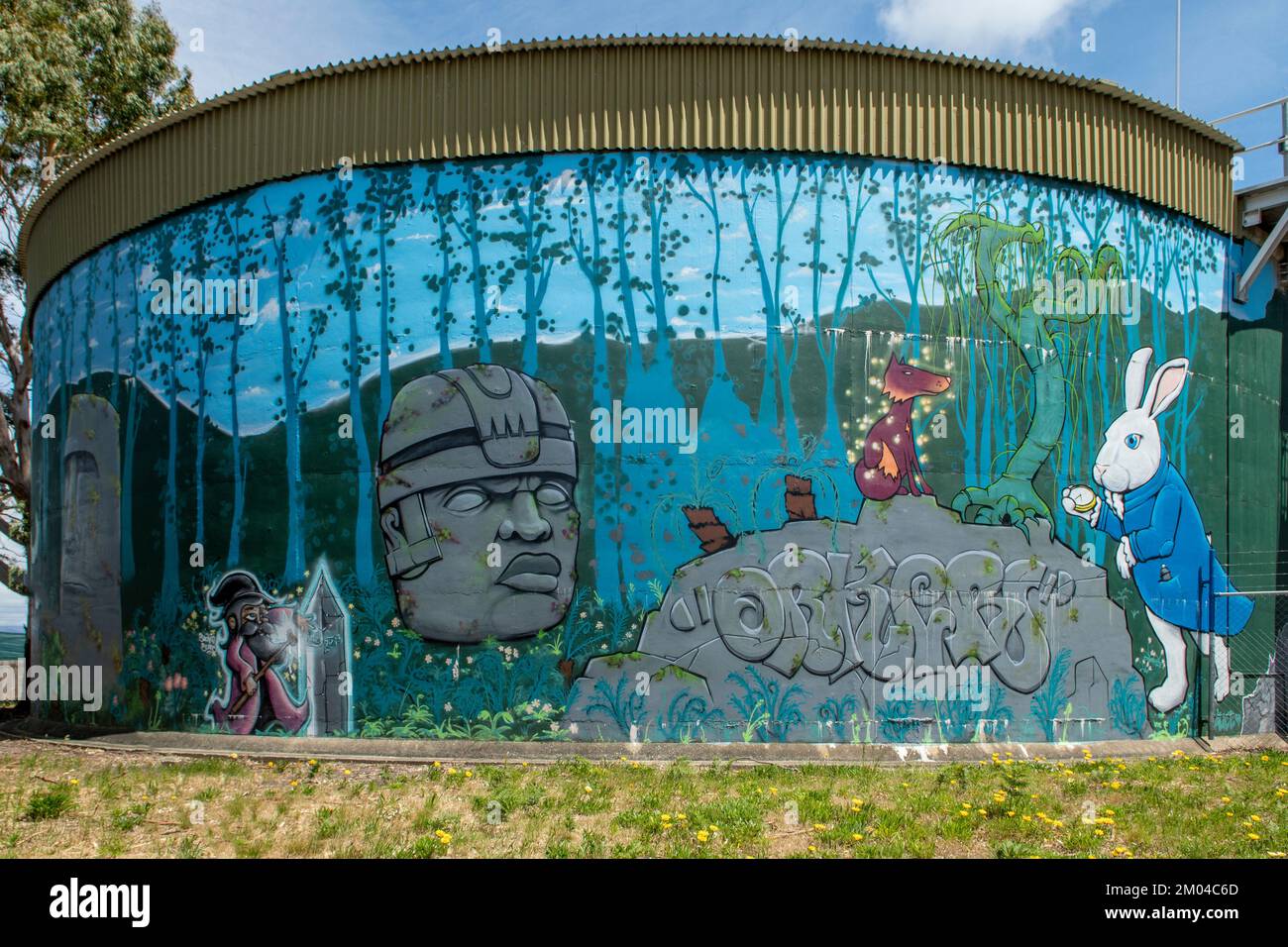 Water Tank Art, Midway Point, Tasmania, Australia Stock Photo - Alamy