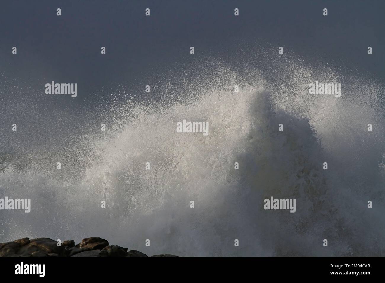 Stormy big wave splash, Northern portuguese rocky coast Stock Photo - Alamy