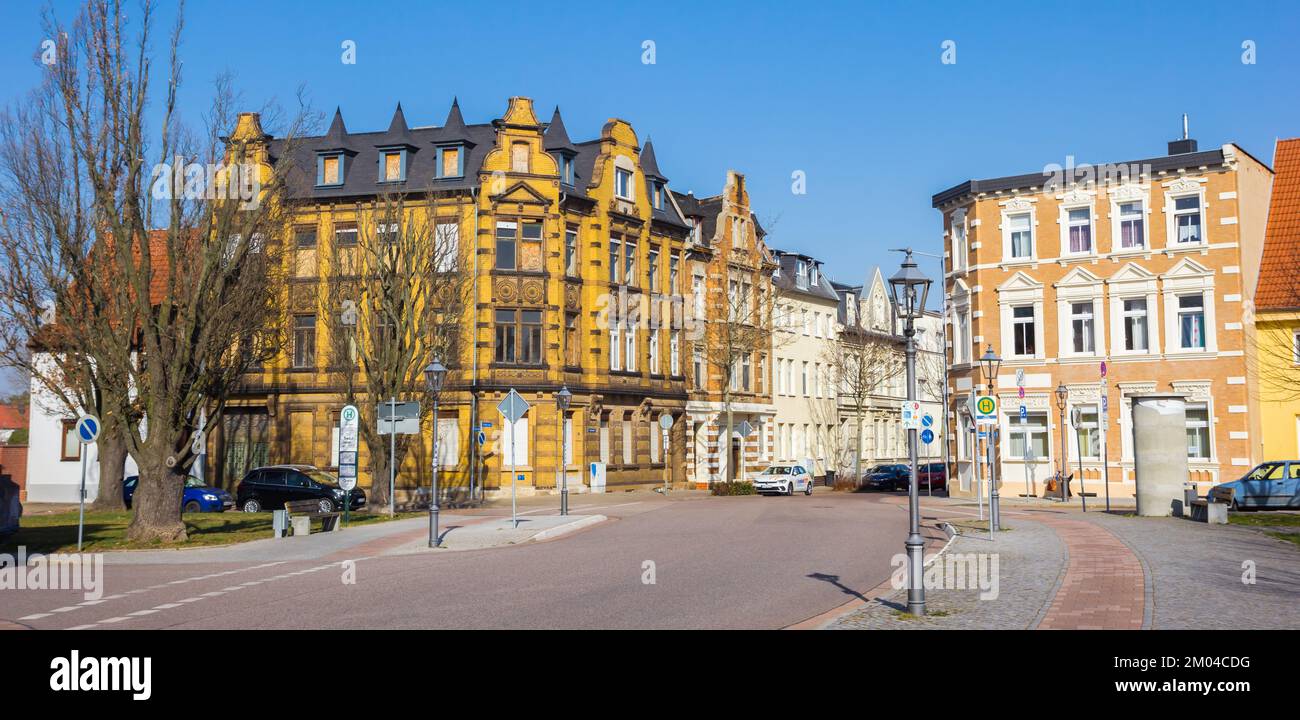 Panorama of historic houses in the center of Kothen (Anhalt), Germany ...