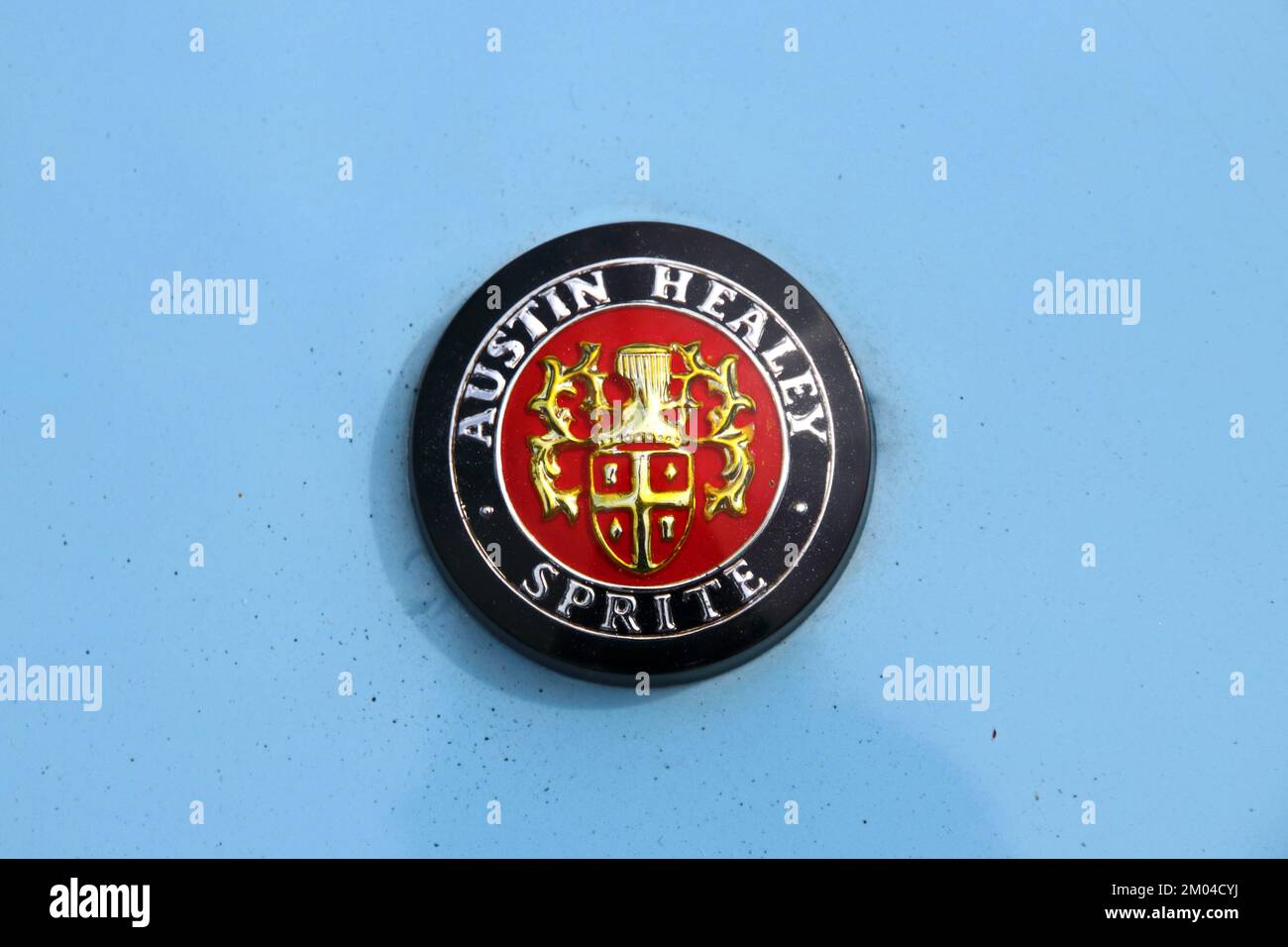 Austin Healey Sprite sportscar badge Stock Photo - Alamy