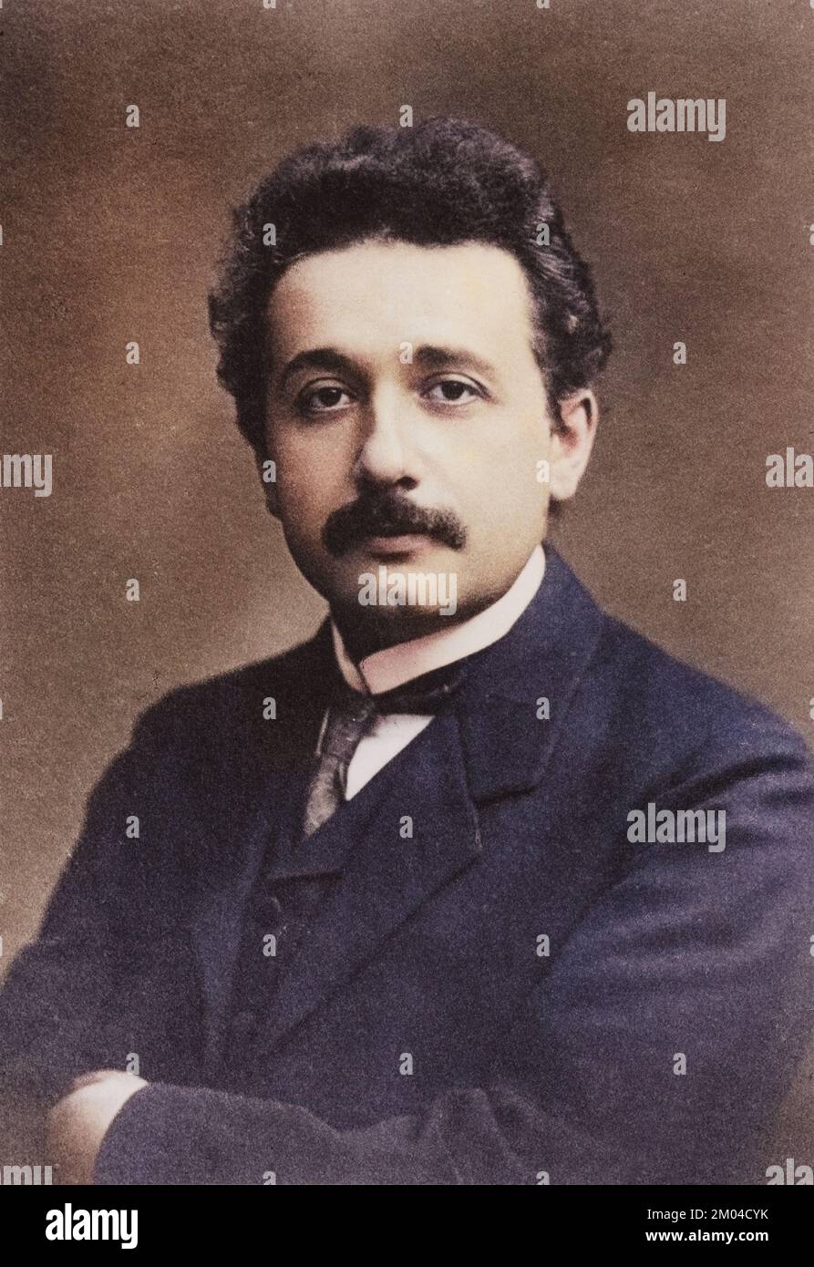 Albert Einstein (1879-1955) portrait by Jan F Langhans, 1912, colorized ...