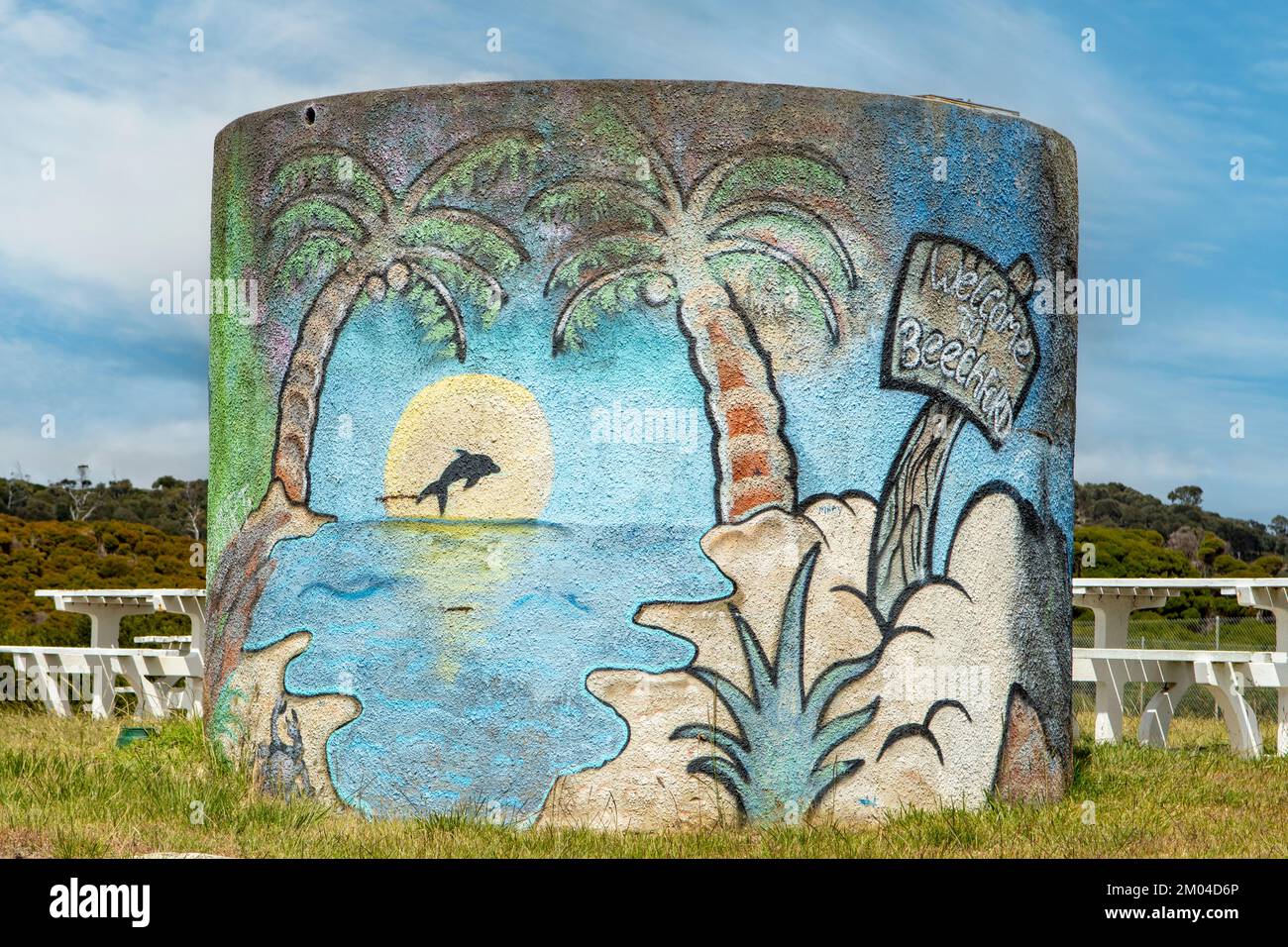 Welcome Water Tank Art, Beechford, Tasmania, Australia Stock Photo - Alamy