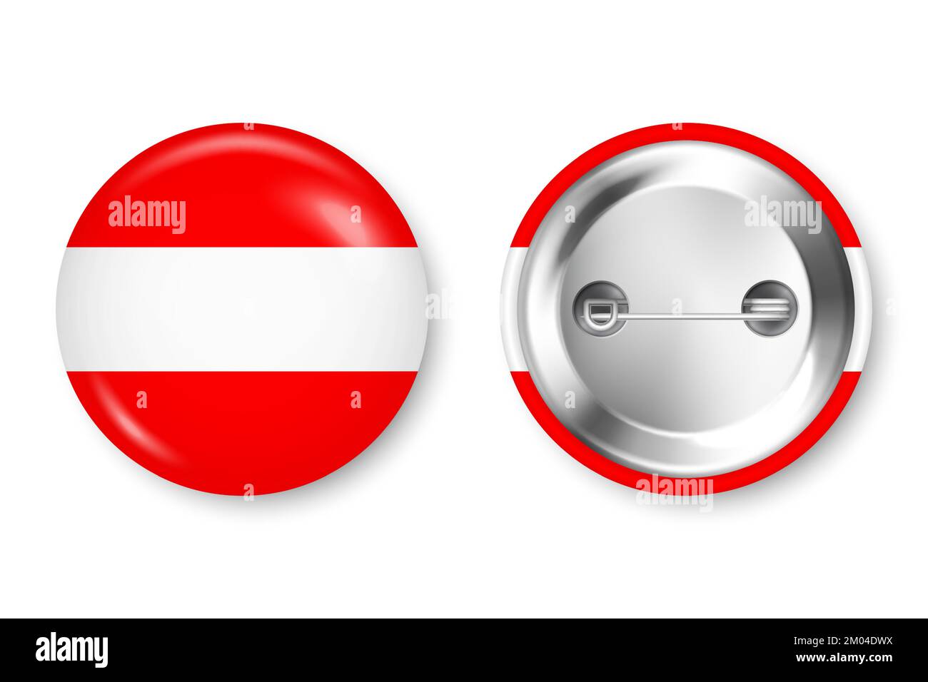 Realistic button badge with printed Austrian flag. Souvenir from ...