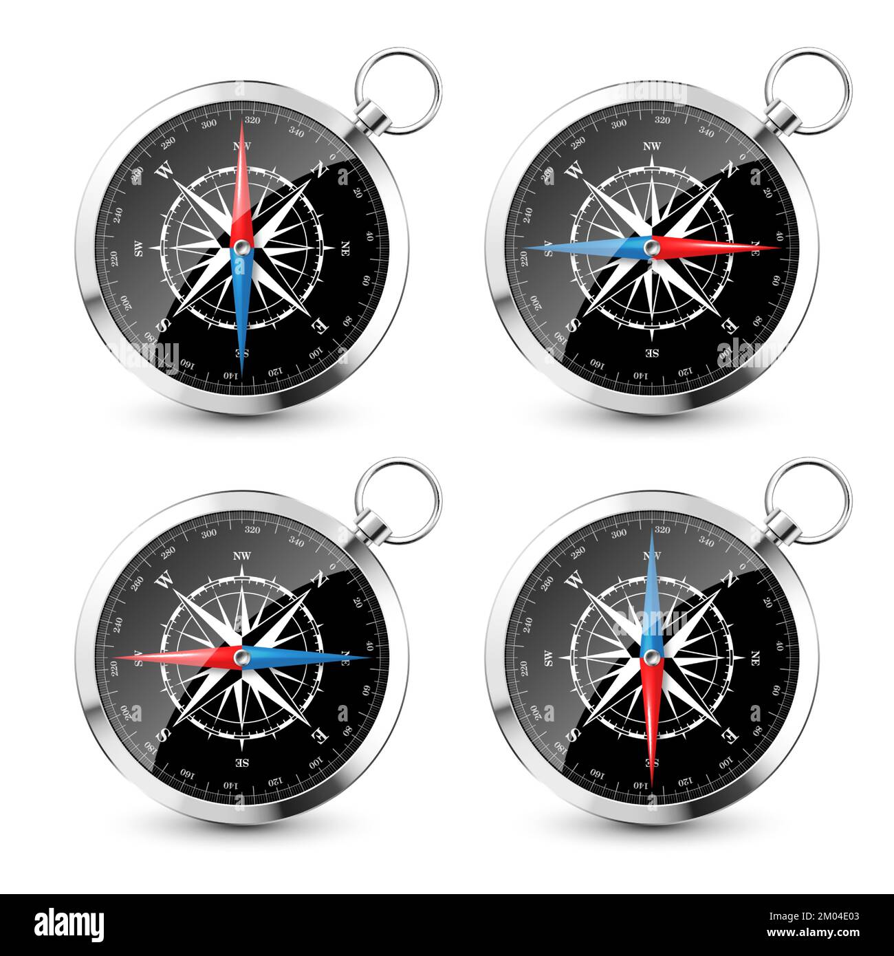 Realistic silver vintage compass with marine wind rose and cardinal ...