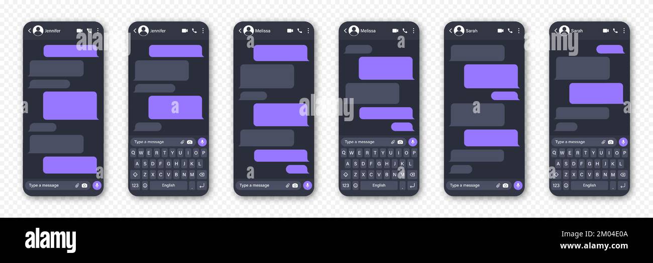 Messaging app design, user interface. Blank SMS text frame ...