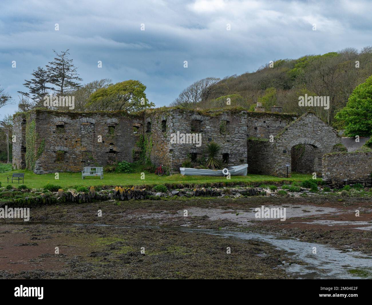 The ruins of Arundel grain store on the shore of Clonakilty Bay in the ...