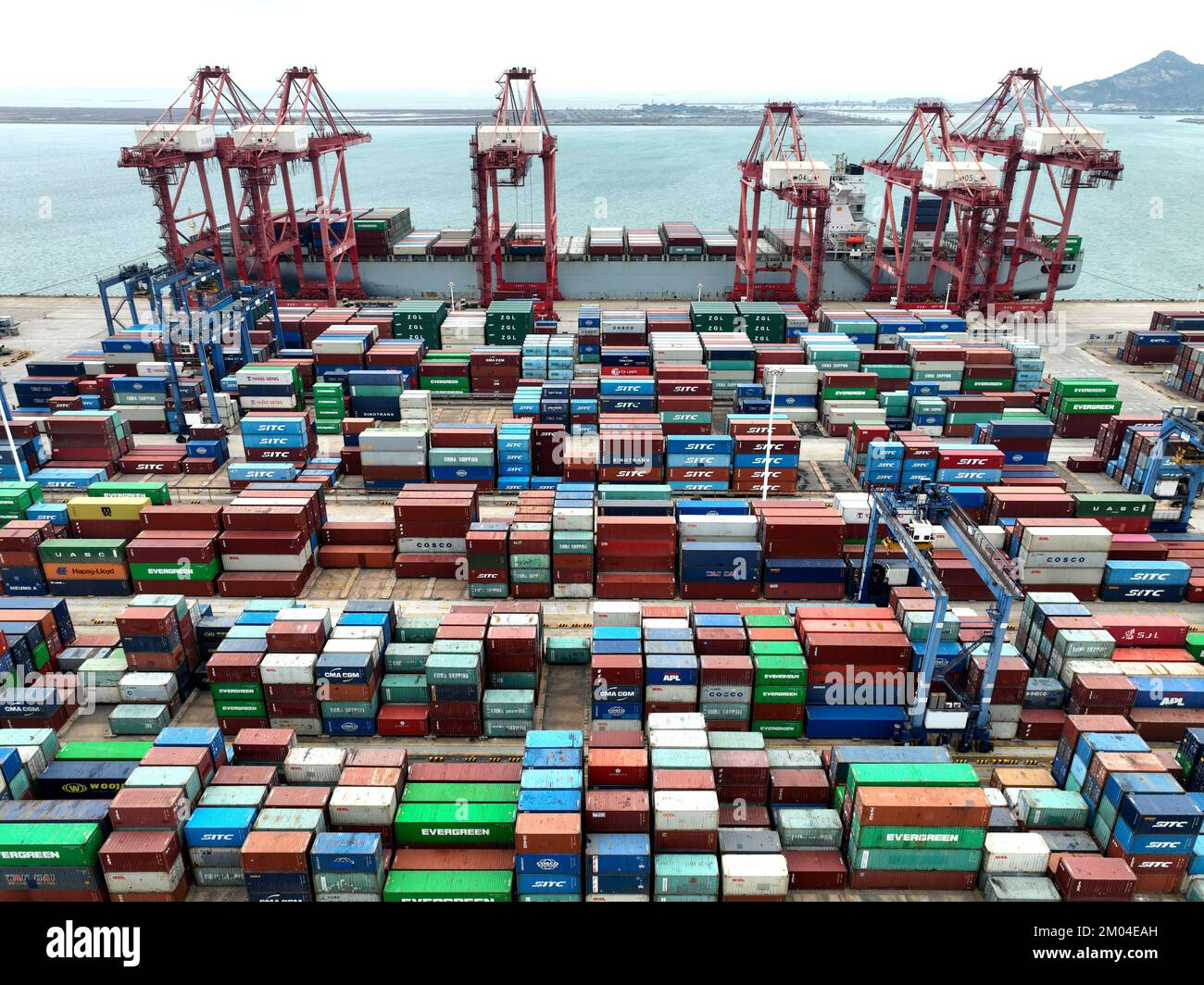 LIANYUNGANG, CHINA - DECEMBER 4, 2022 - Aerial photo shows cargo ...