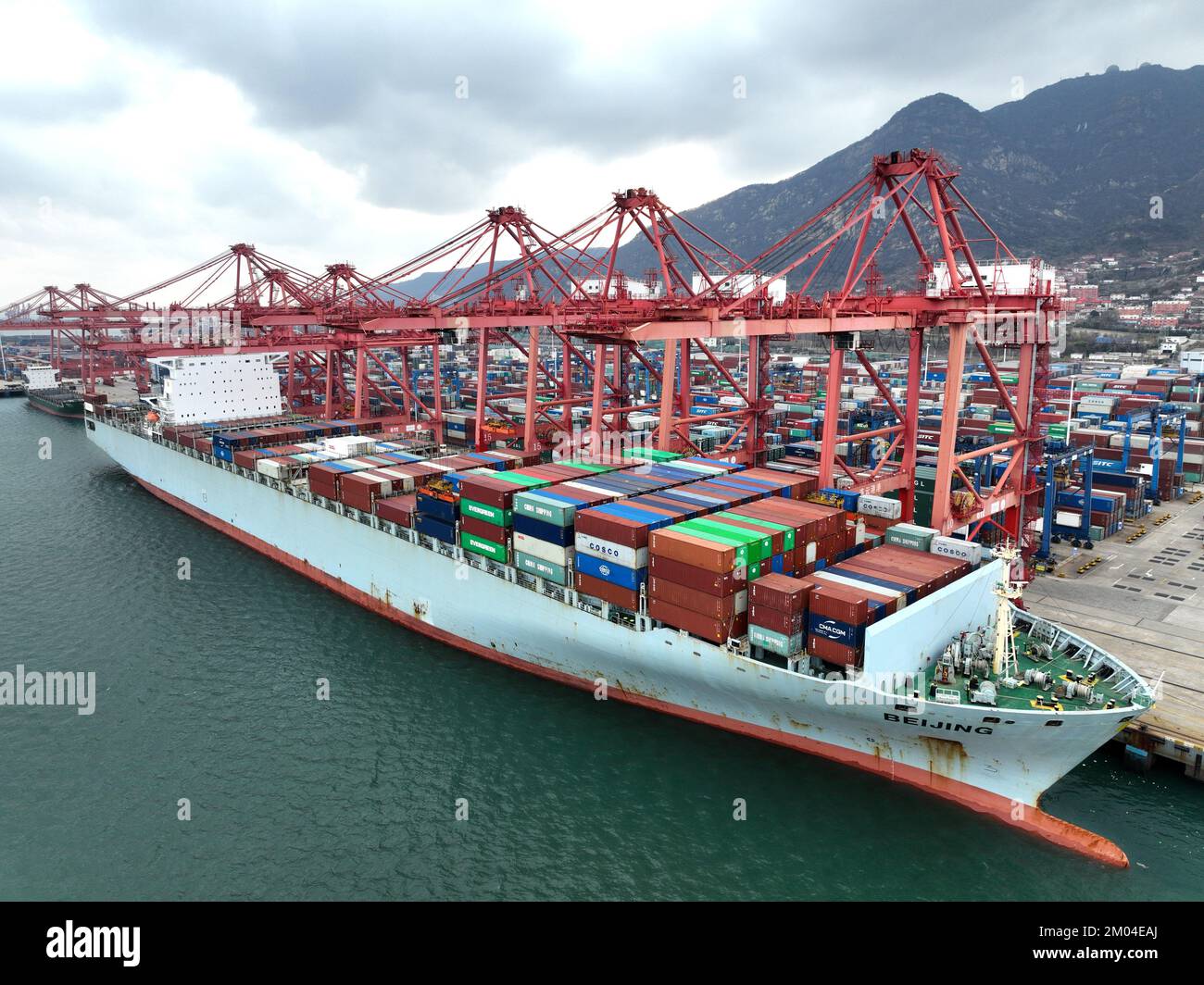 LIANYUNGANG, CHINA - DECEMBER 4, 2022 - Aerial photo shows cargo ...