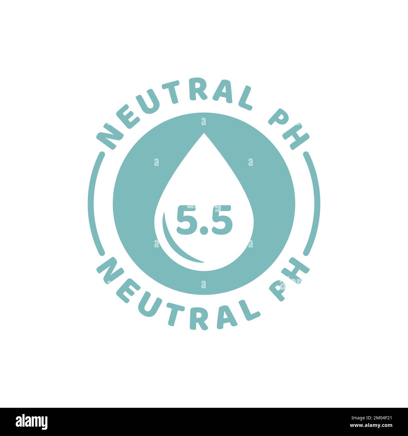 Neutral pH 5,5 vector line label. Water drop and balanced pH outlined ...