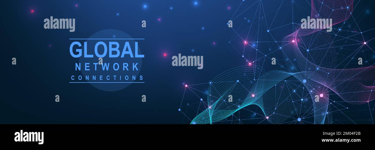Global network connection concept. Big data visualization. Social ...