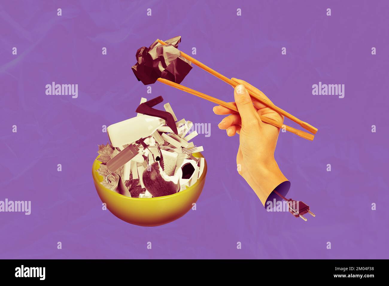 Creative photo 3d collage artwork postcard poster of human arm hold ...