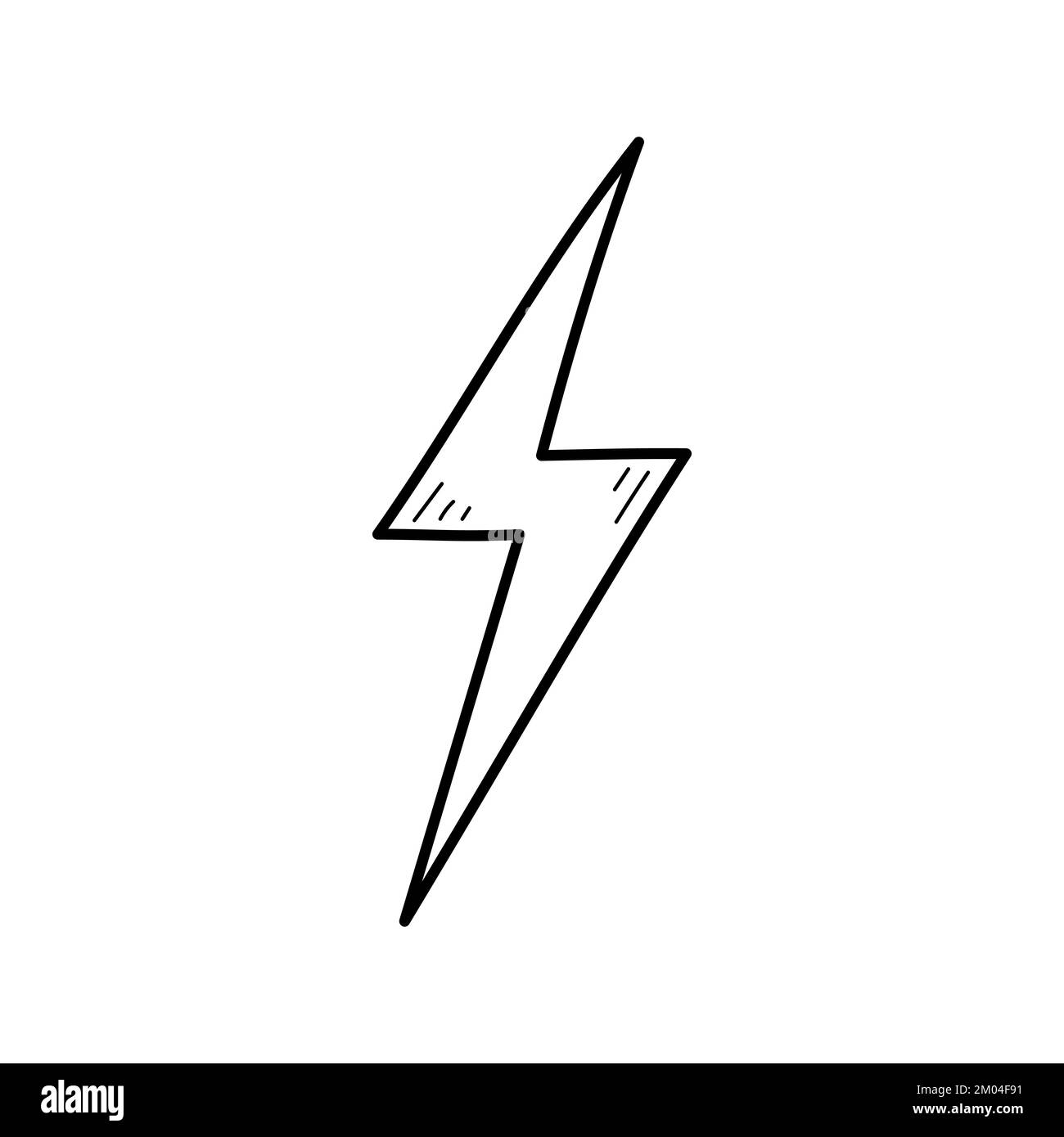 Hand drawn electric lightening element. Comic doodle sketch style ...