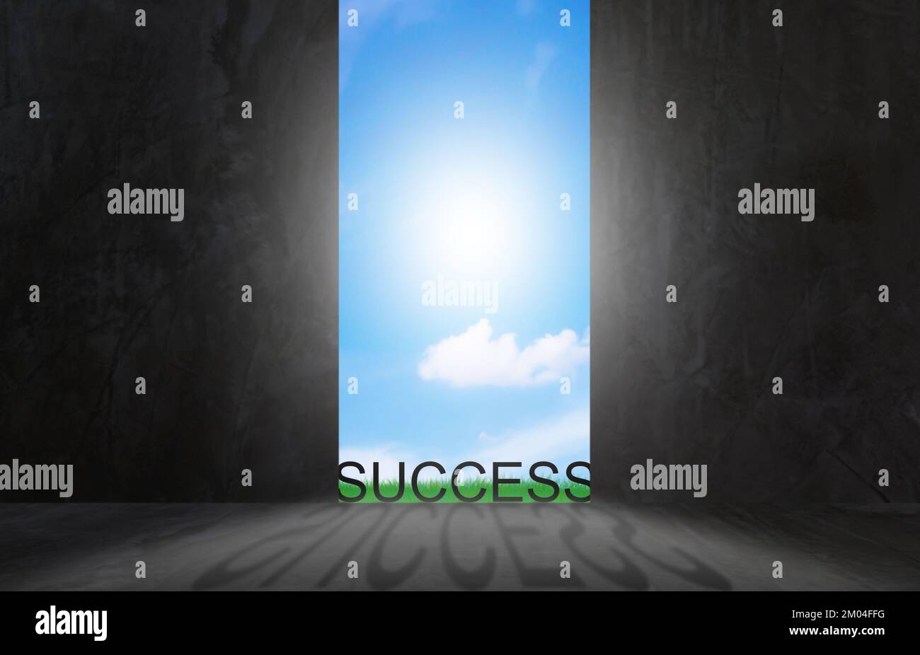 Business success concept, growth and achievementon on blue sky ...