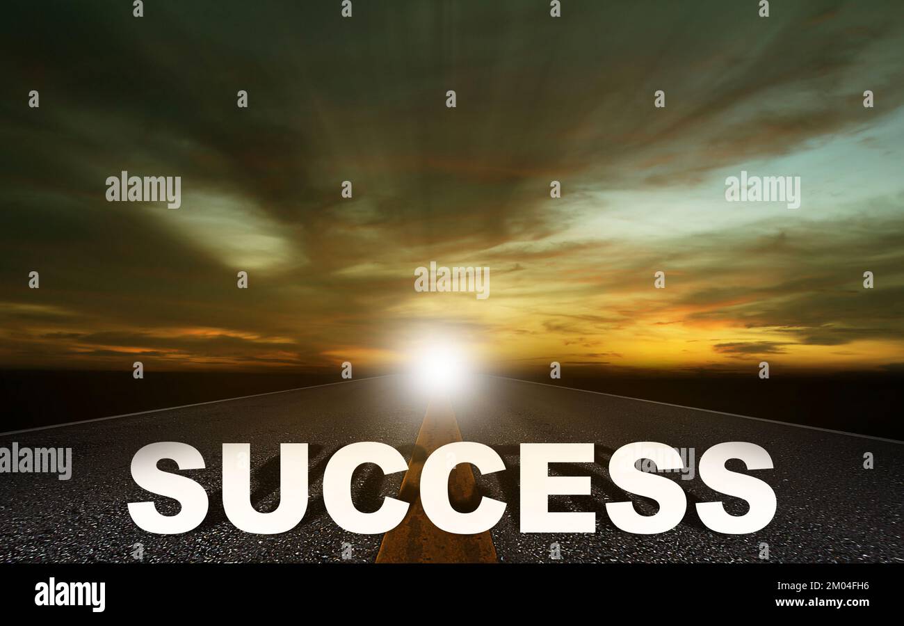 Business success concept, road to achievement on sky background Stock ...