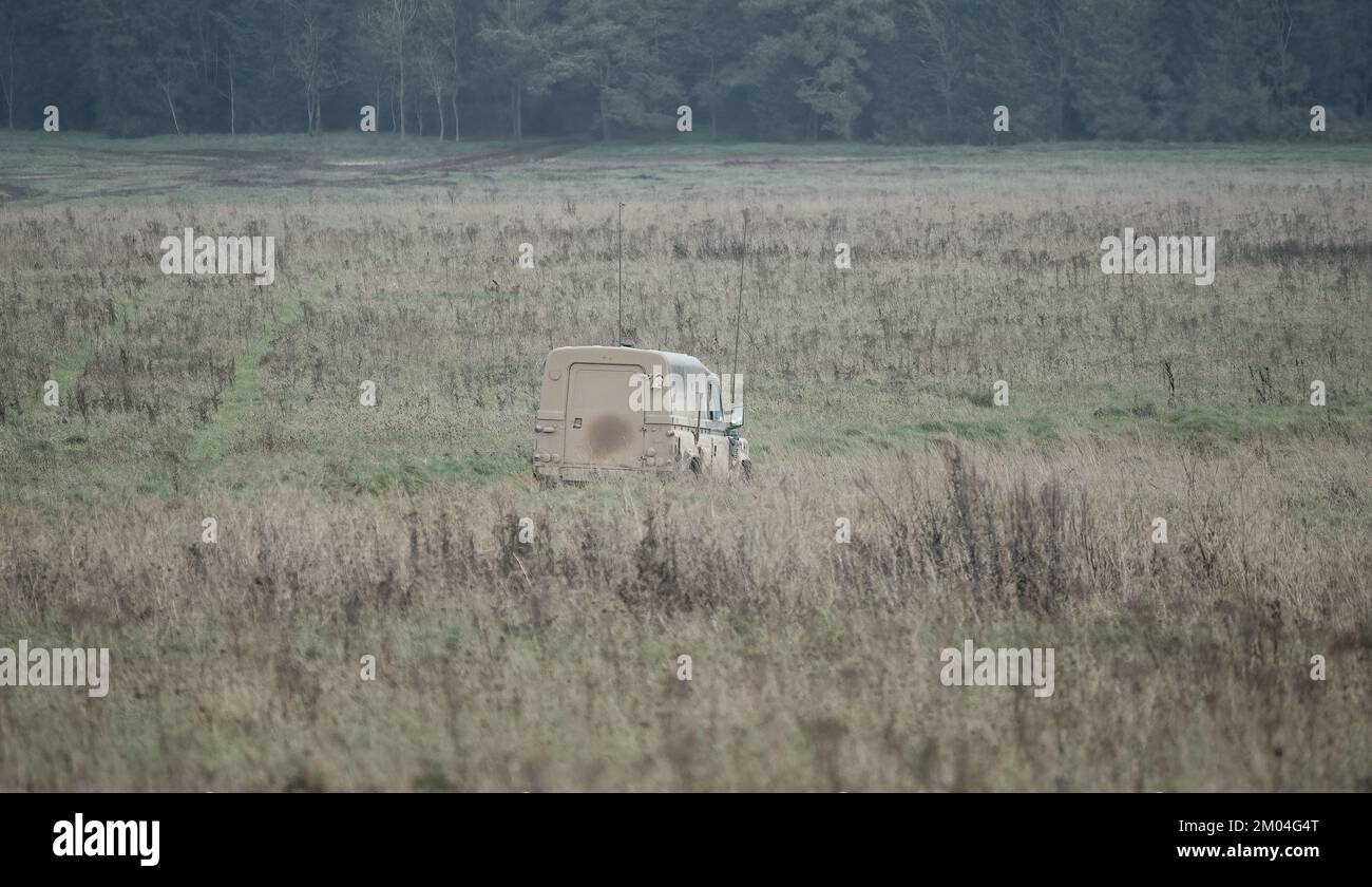 British army Land Rover Defender Wolf light utility vehicle moving ...