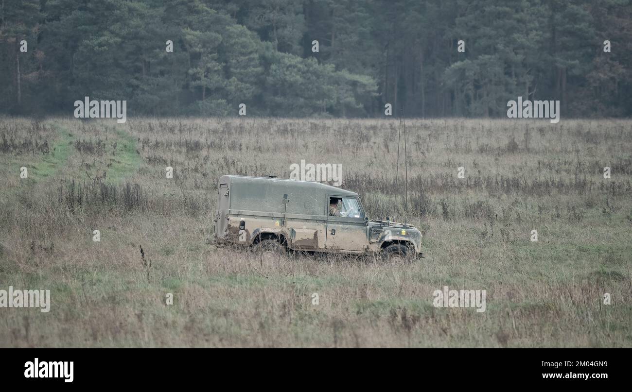 British army Land Rover Defender Wolf light utility vehicle moving ...