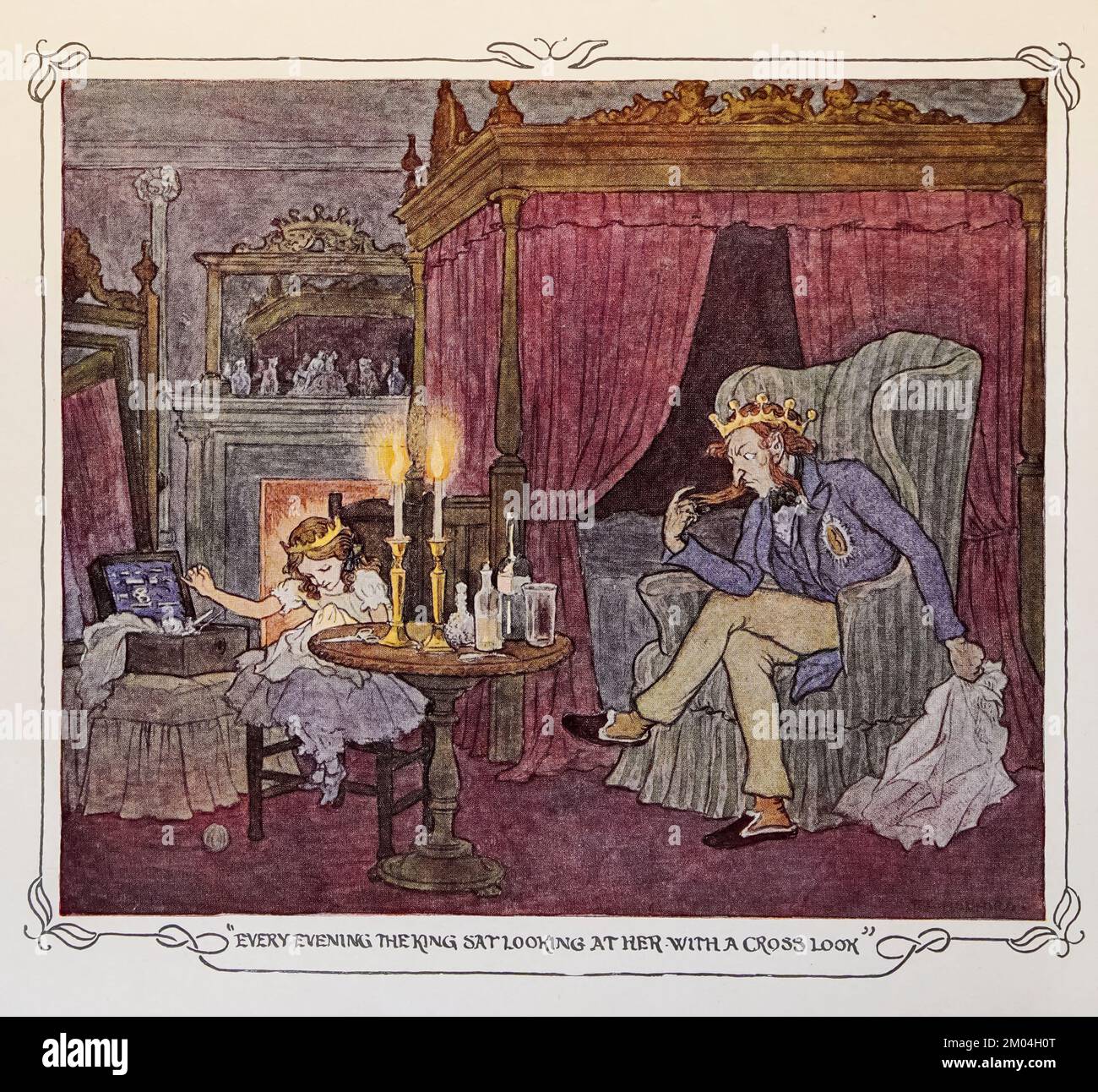 Every evening the king sat looking at her with a cross look Illustrated ...