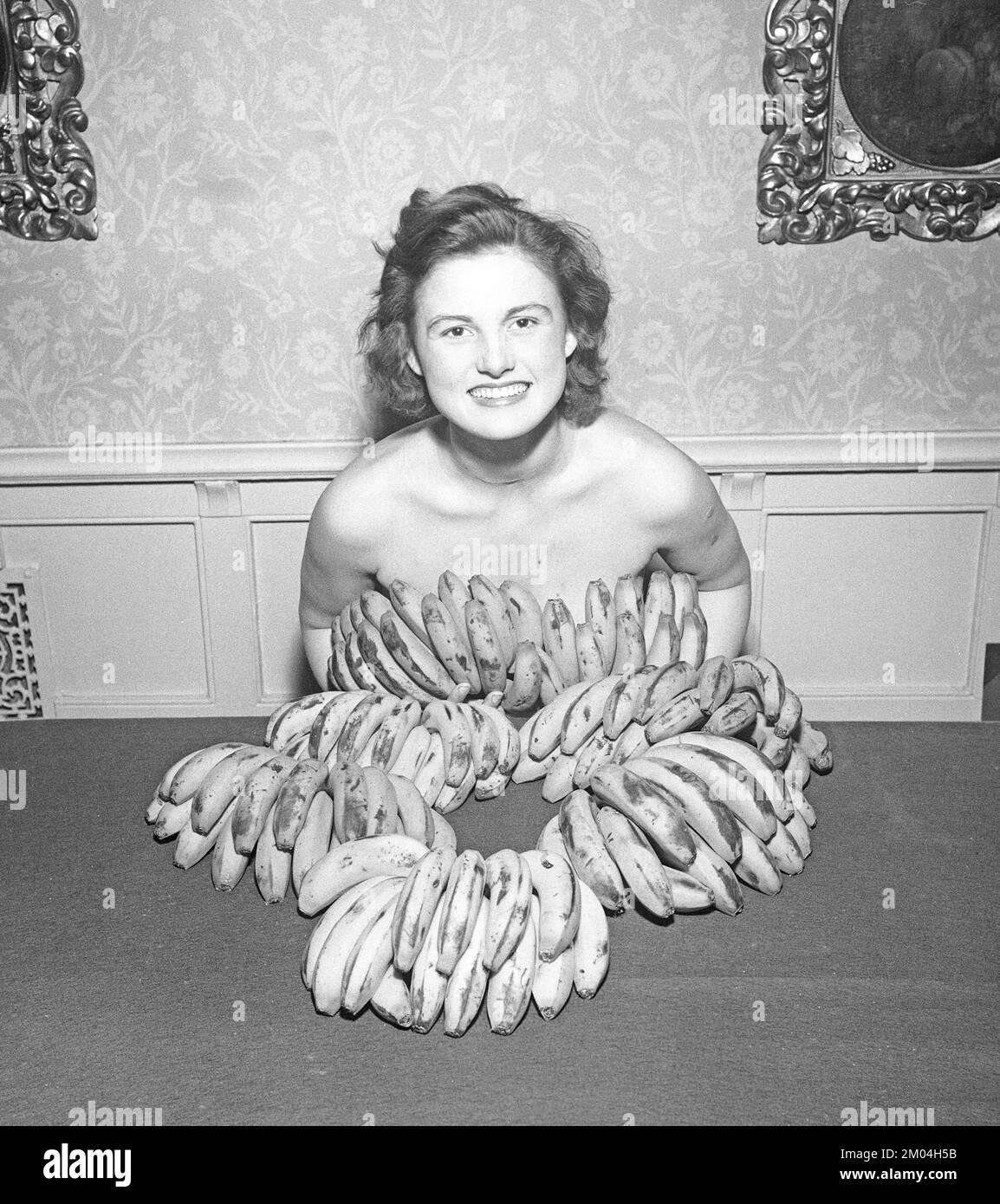 Going Bananas In The 1950s A Young Woman Covers Herself With Bananas Going Bananas In The 1950s A Young Woman Covers Herself With Bananas